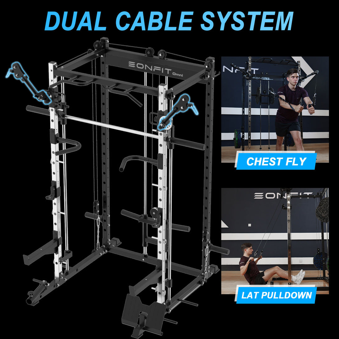 Rit Fit Smith Machine Power Rack W/ Lat Pulldown - 6-in-1 Home Gym ...